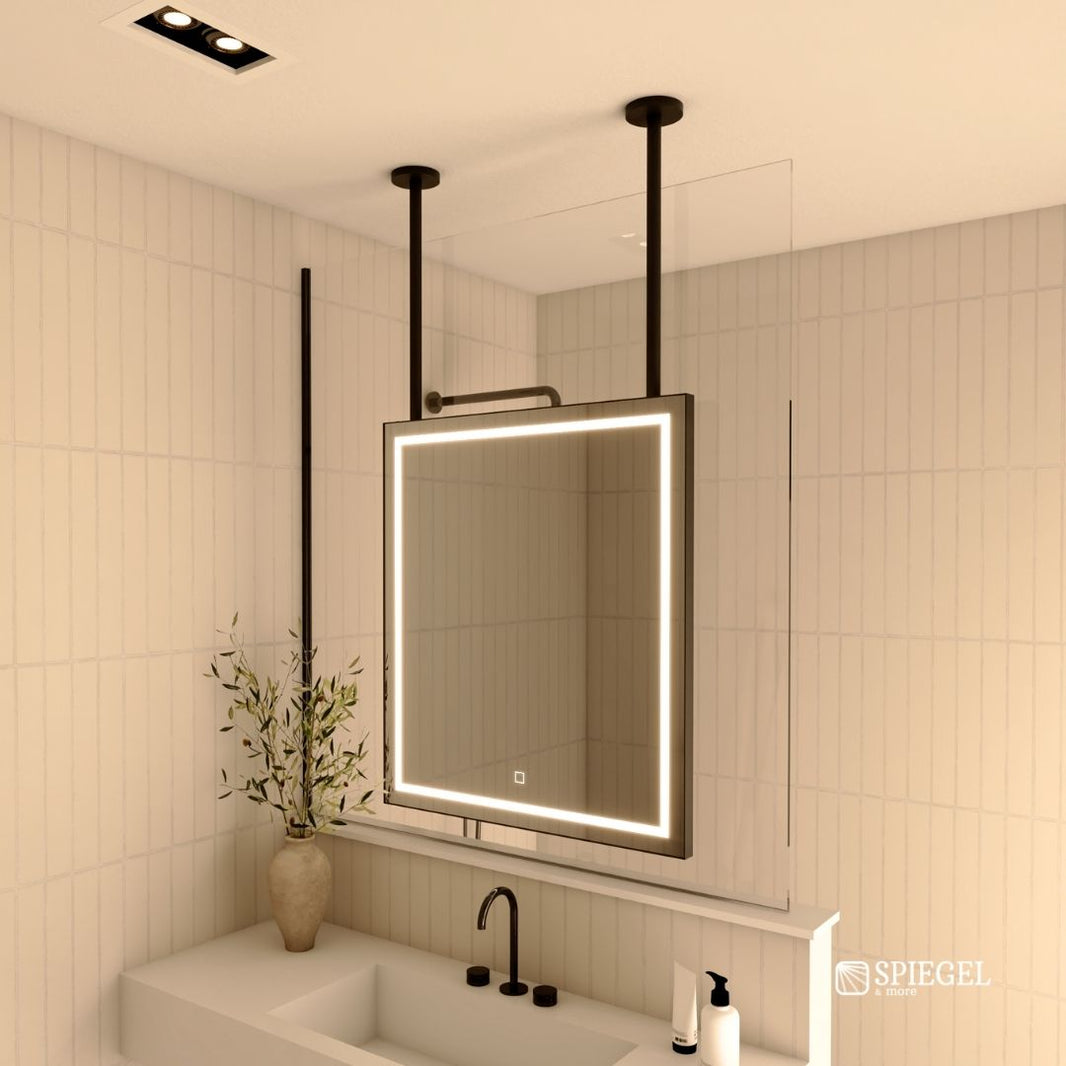 Suspended Ceiling Mirror with Front LED Lighting - Elysium Light